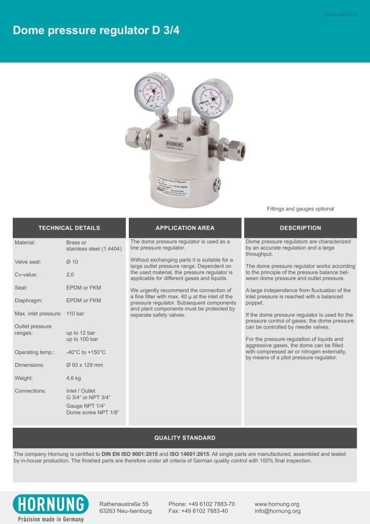 Hornung -D3/4 dome pressure regulator – Airgas